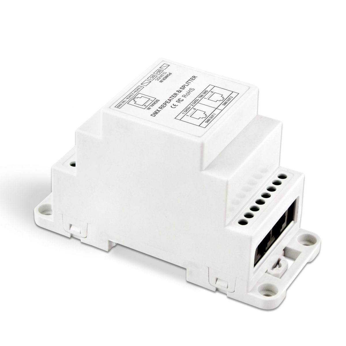 WORLD UNIQUEEN WU-812-DIN 2-Channel DIN Rail DMX512 Signal Amplifier ...